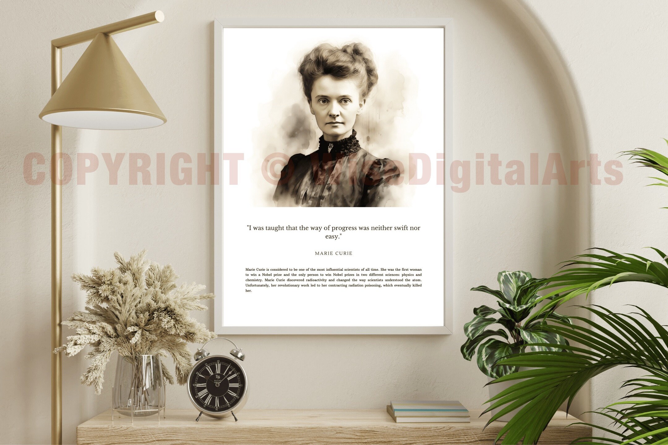 Marie Curie Wall Art | Watercolor | Inspirational | Scientist ...