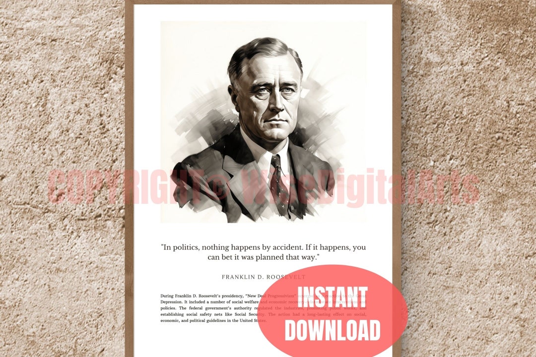 Franklin D. Roosevelt Wall Art Watercolor Inspirational Meaningful ...