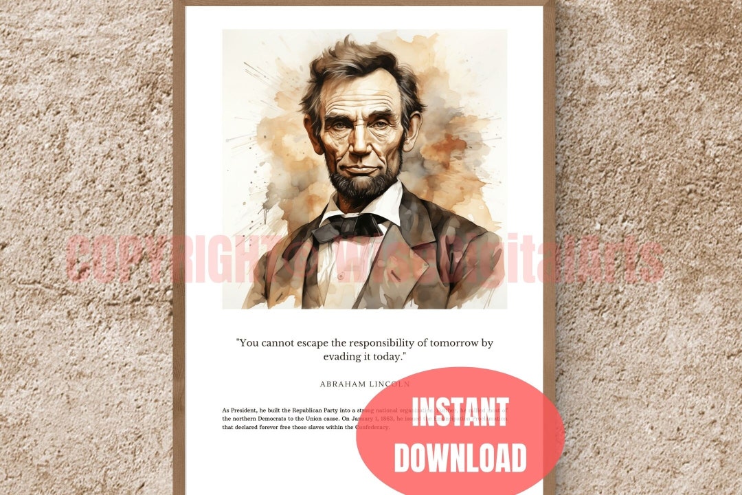 Abraham Lincoln Wall Art | Watercolor | Inspirational | Meaningful ...