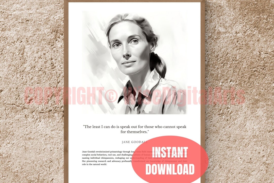 Jane Goodall Wall Art | Watercolor | Inspirational | Scientist ...