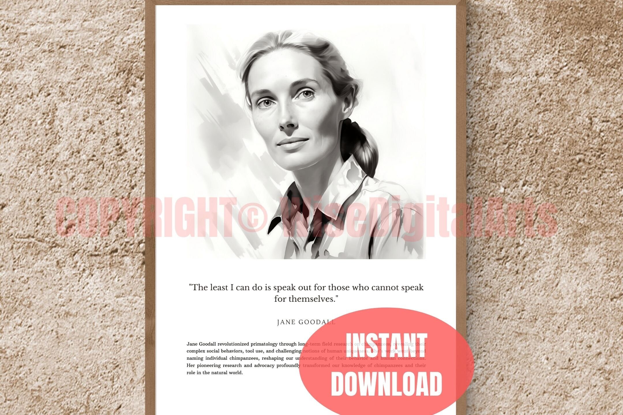 Jane Goodall Wall Art | Watercolor | Inspirational | Scientist ...