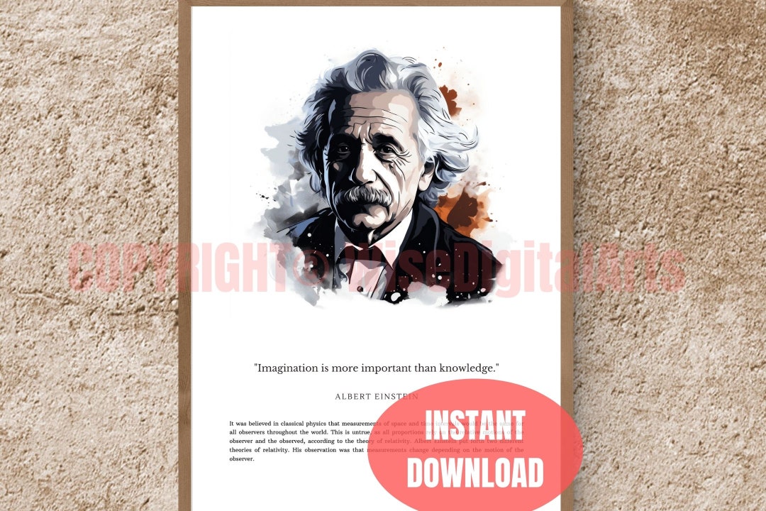 Albert Einstein Wall Art | Watercolor | Inspirational | Scientist ...