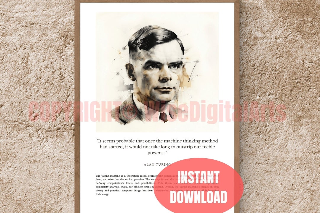 Alan Turing Wall Art Watercolor Inspirational Scientist Meaningful ...