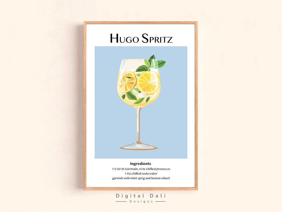 Printable Wall Art Hugo Spritz Cocktail Poster Modern Party Home Decor ...