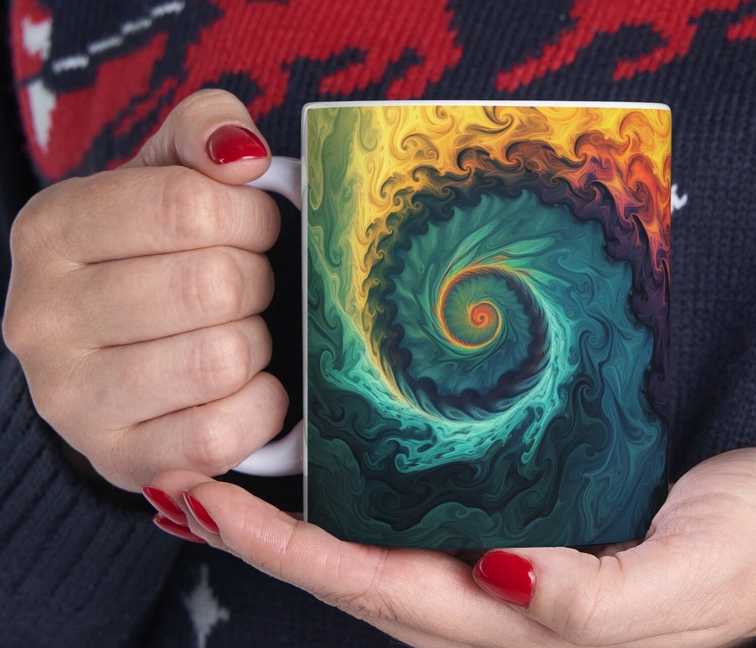 Swirly Abyss, Psychedelic Trippy Coffee Mug, Gift for Hippie Friend ...