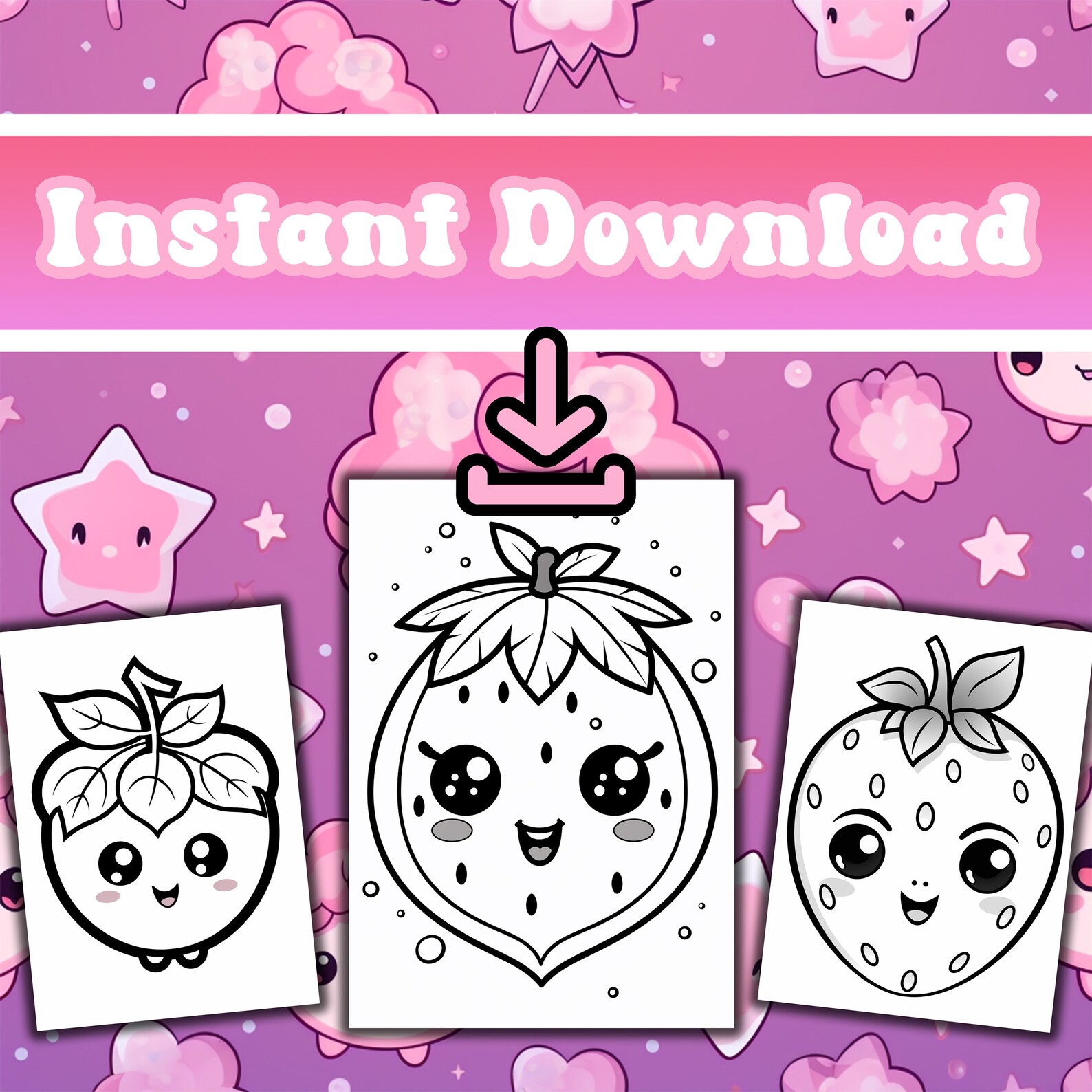Kawaii Fruits Coloring Pages | 500 Pages | Cute Coloring Pages | for ...