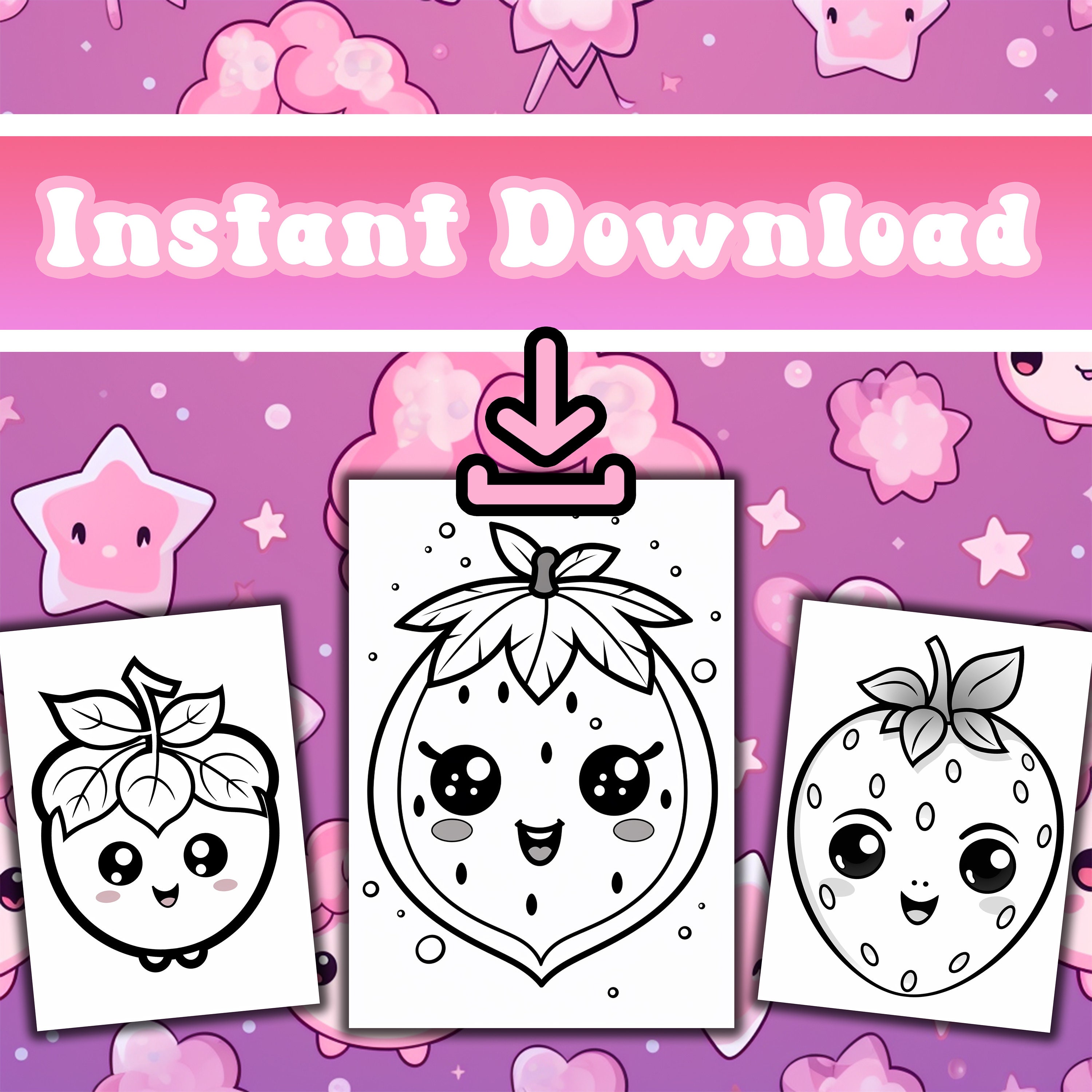 Kawaii Fruits Coloring Pages | 500 Pages | Cute Coloring Pages | for ...
