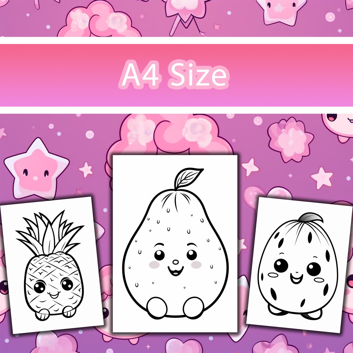 Kawaii Fruits Coloring Pages | 500 Pages | Cute Coloring Pages | for ...