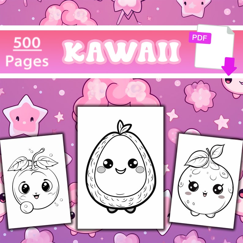Kawaii Fruits Coloring Pages | 500 Pages | Cute Coloring Pages | for ...