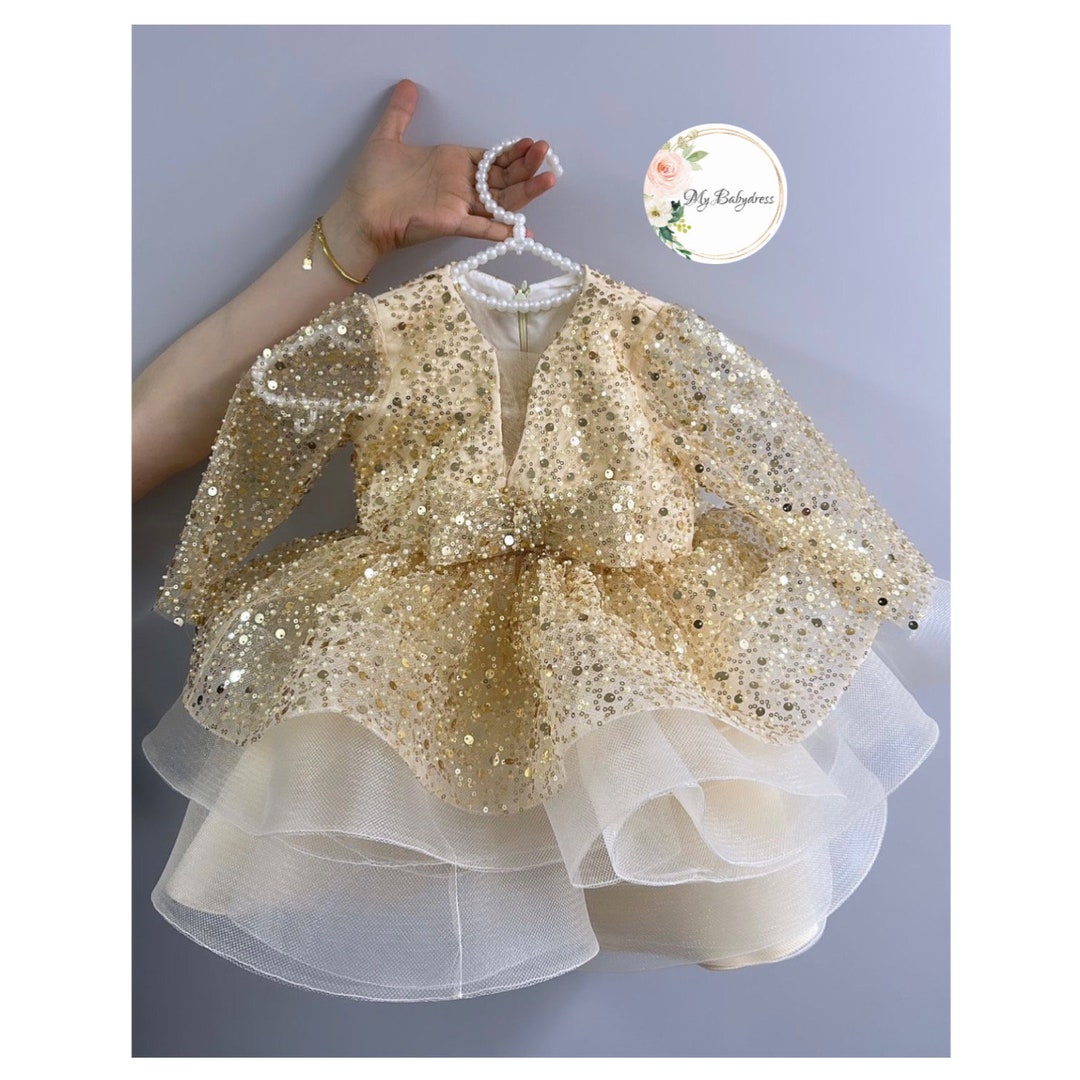 Puff Dress With Sequins Bow at the Front. - Etsy