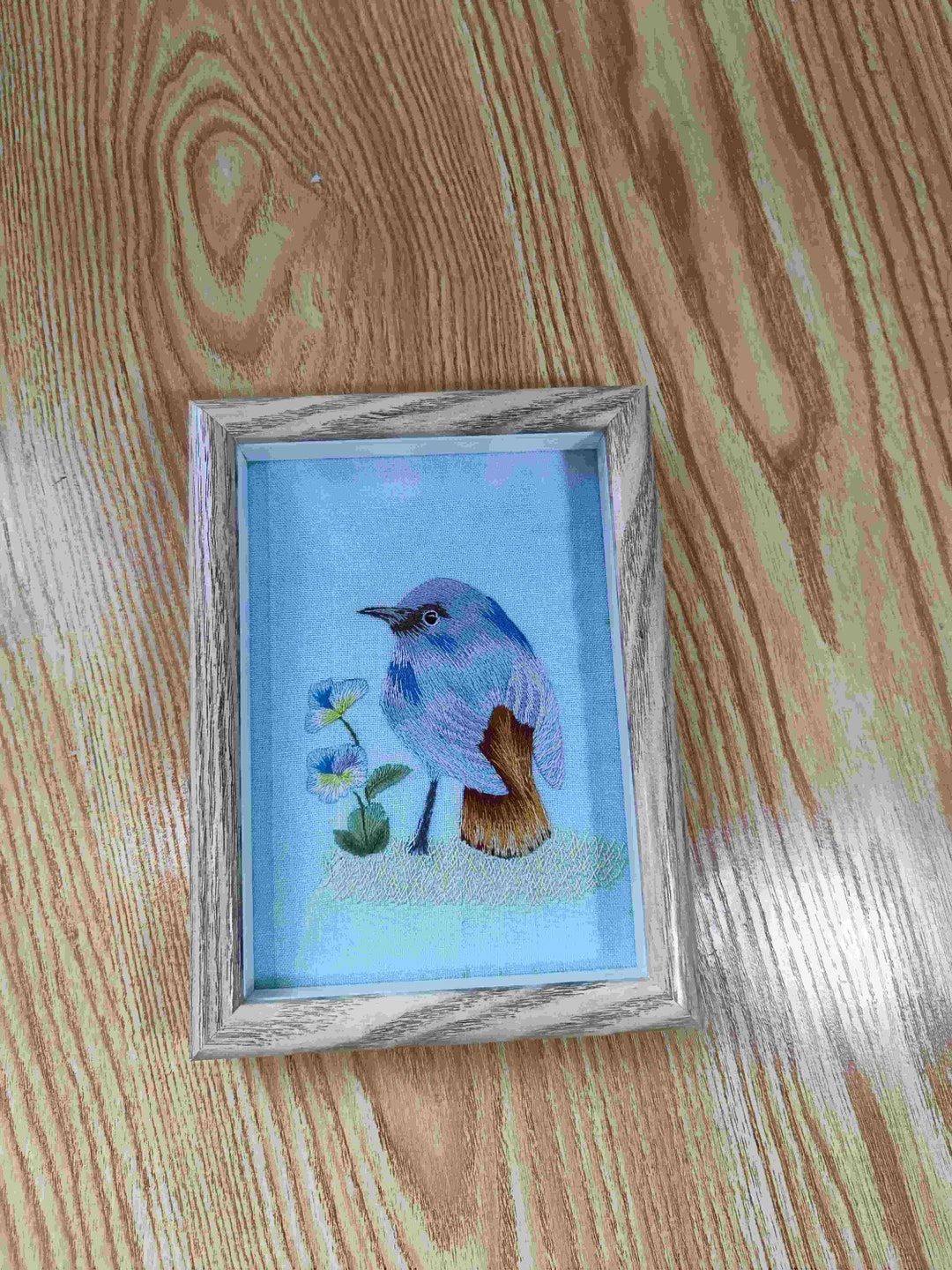 Hand-embroidered Photo Frame - Cute Blue Bird - Etsy