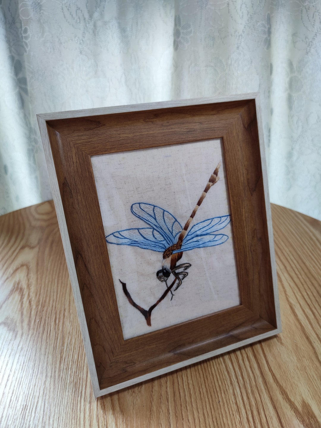 Hand-embroidered Photo Frame Encounter Dragonfly - Etsy