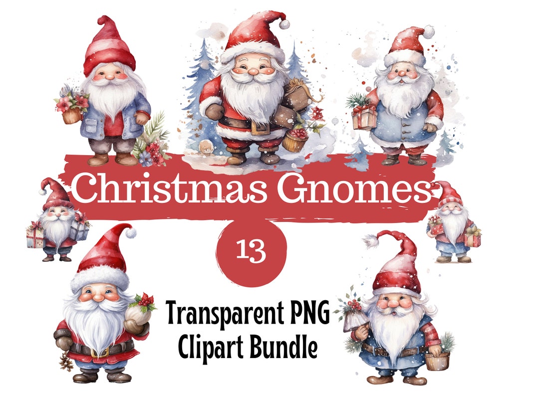 Watercolor Christmas Gnomes Clipart Bundle Digital Paper - Etsy