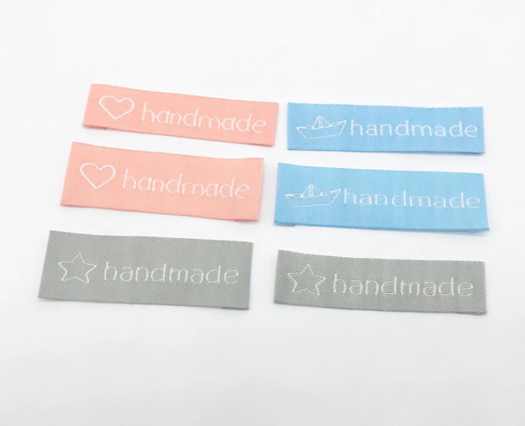 Three Colors Handmade Labels for Clothing Hand Made With Heart Fabric ...
