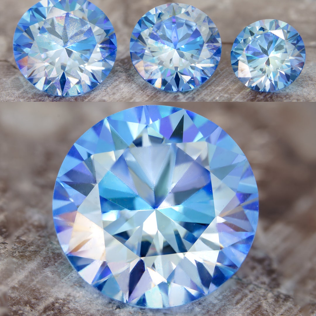 3-9mm Loose Klein Blue Moissanite Certified VVS1 GRA, Gemstone, Colored ...
