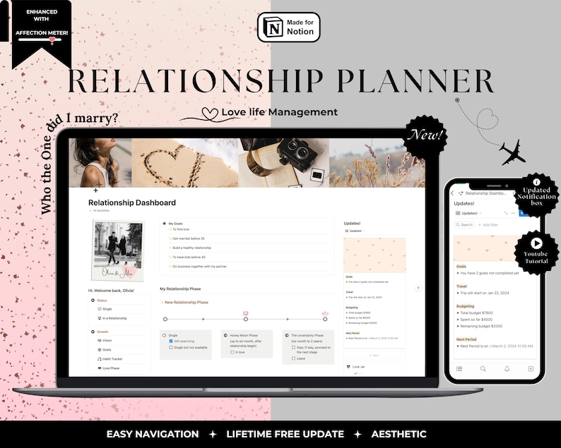 Notion Relationship Planner, Love Life Planner, Dating Planner, Couple Goals Planner, Couple ...