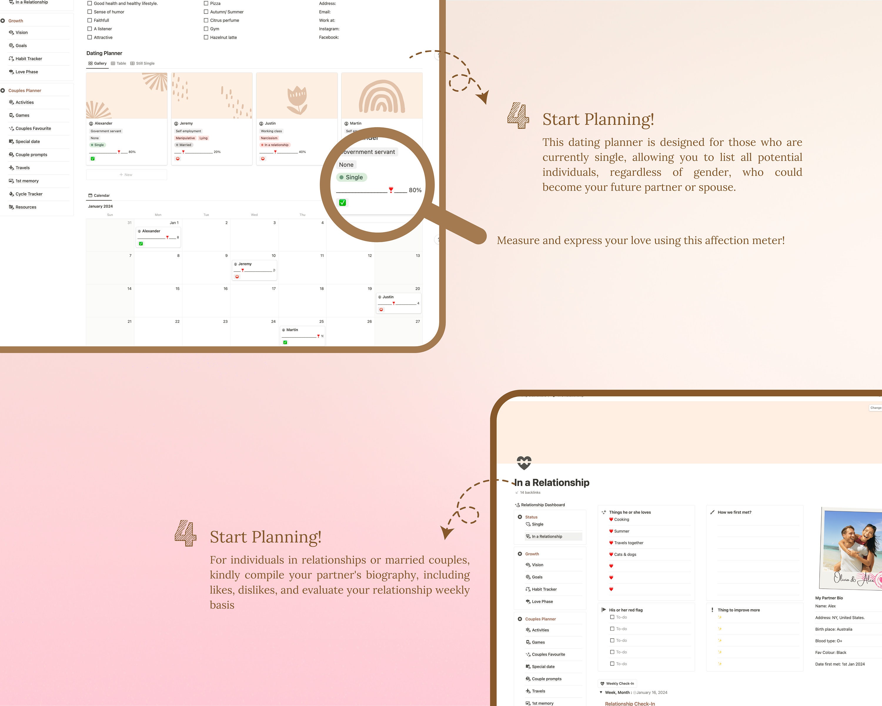 Notion Relationship Planner, Love Life Planner, Dating Planner, Couple Goals Planner, Couple ...