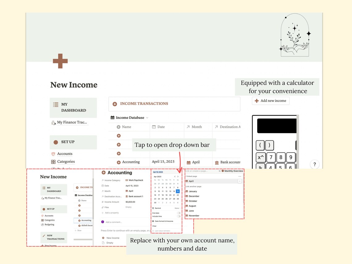 Notion Finance Tracker Monthly Budget Tracker Income and - Etsy