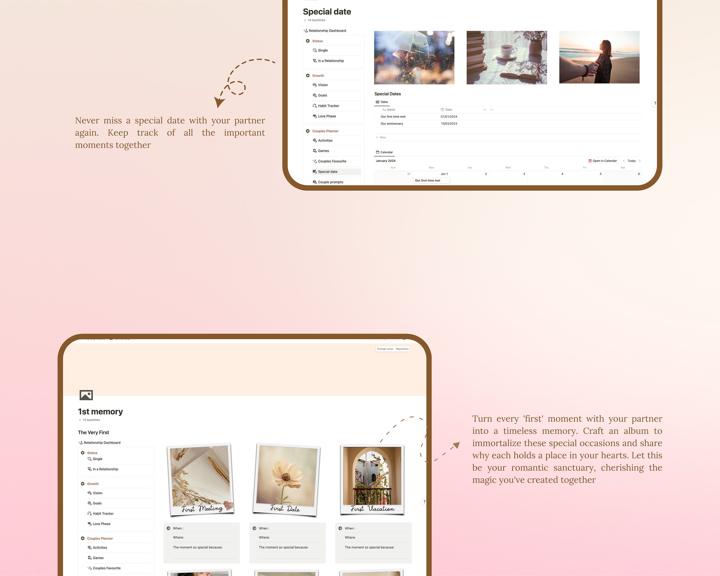 Notion Relationship Planner, Love Life Planner, Dating Planner, Couple ...