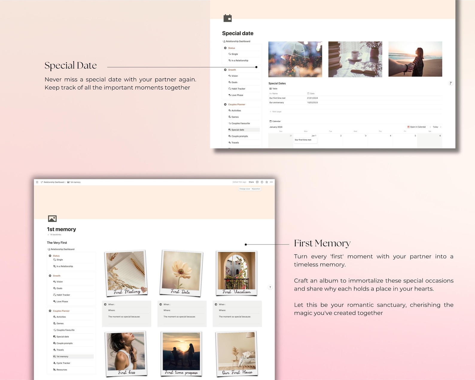 Notion Relationship Planner, Love Life Planner, Dating Planner, Couple ...
