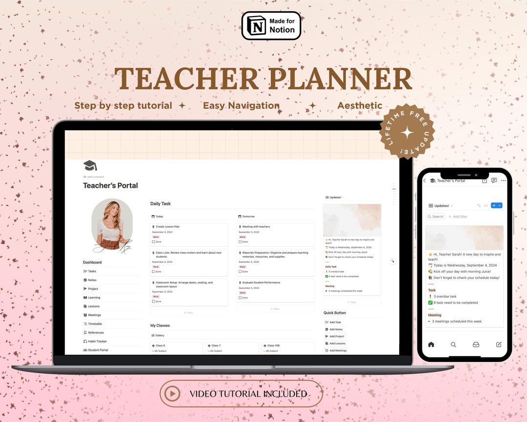 Notion Teacher Planner, Academic & Lesson Planner, Notion Teacher ...
