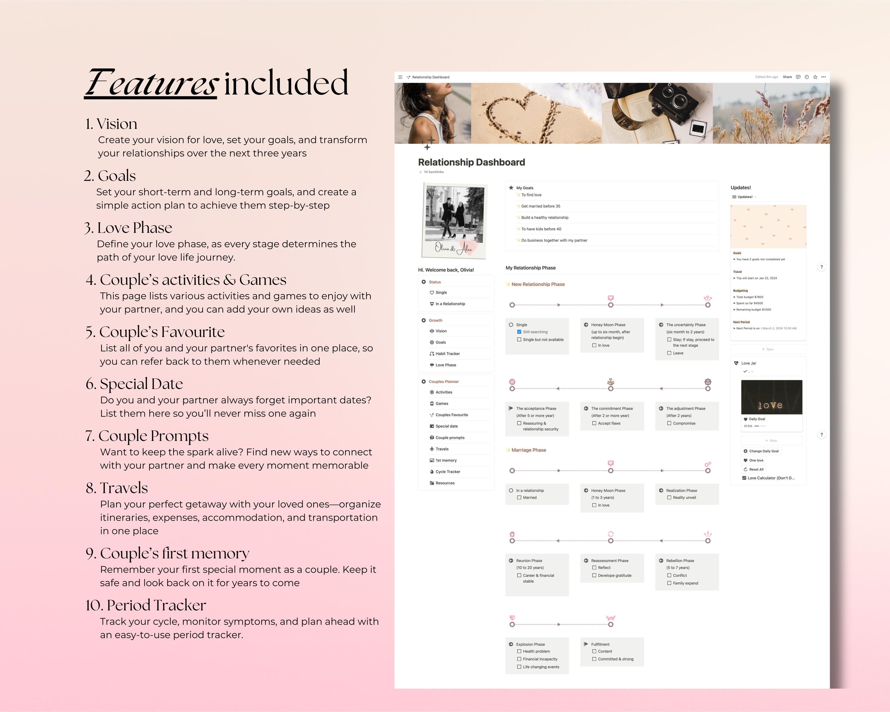 Notion Relationship Planner, Love Life Planner, Dating Planner, Couple ...