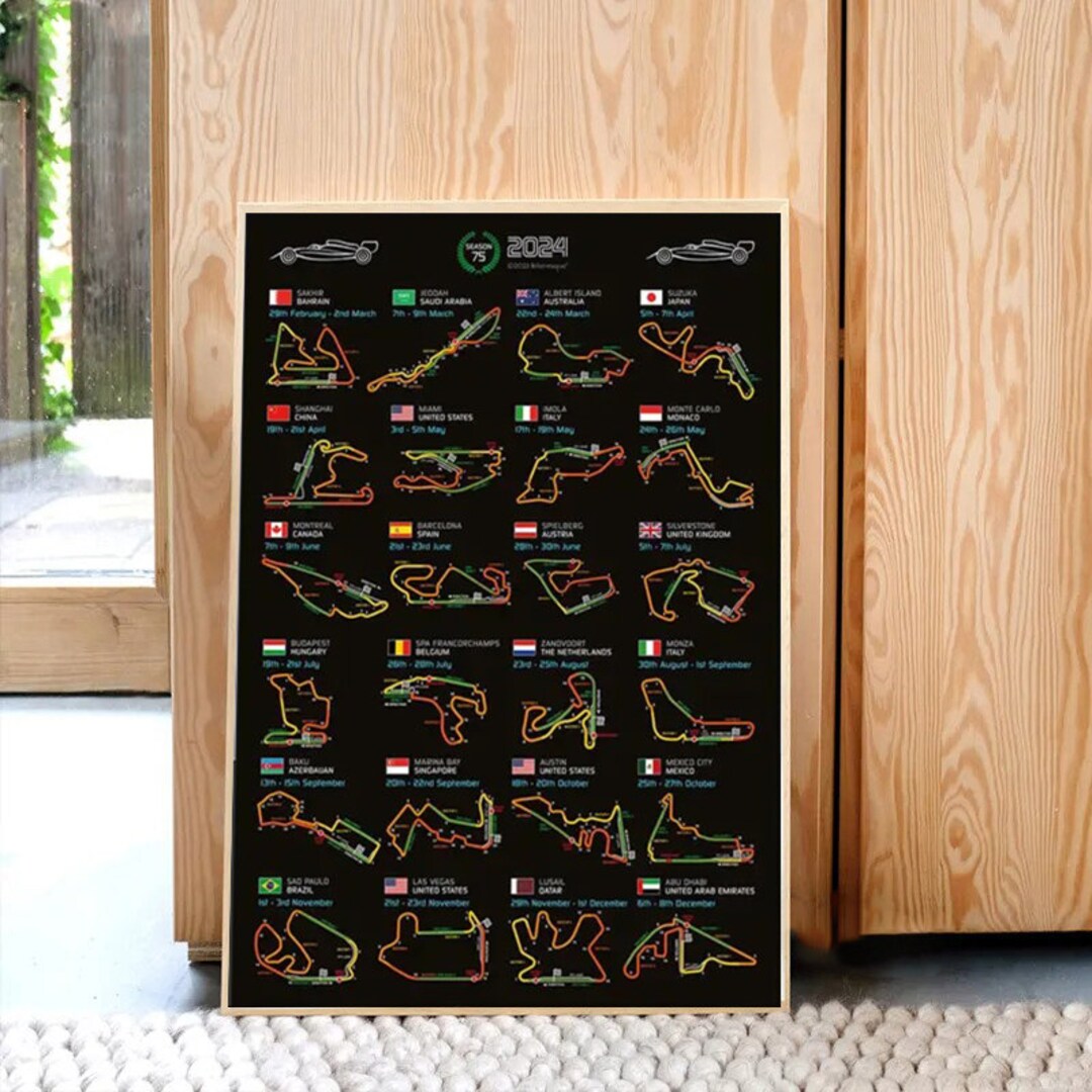 Sport Art, Formula 1 Racing, 2024 Season Detail Poster, Formula 1 ...