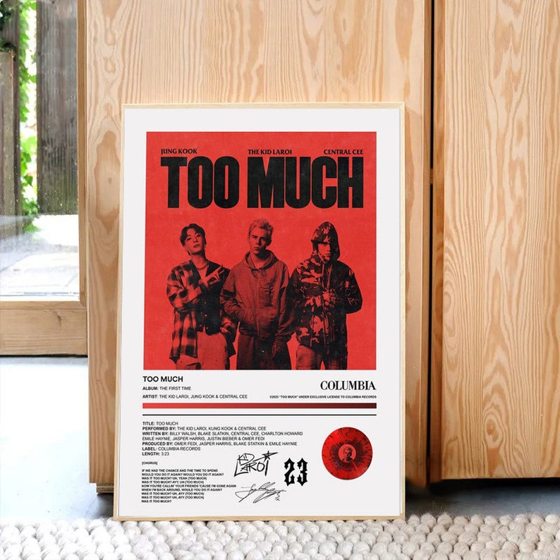 The Kid LAROI, Jung Kook & Central Cee TOO MUCH Poster, No Frame - Etsy ...