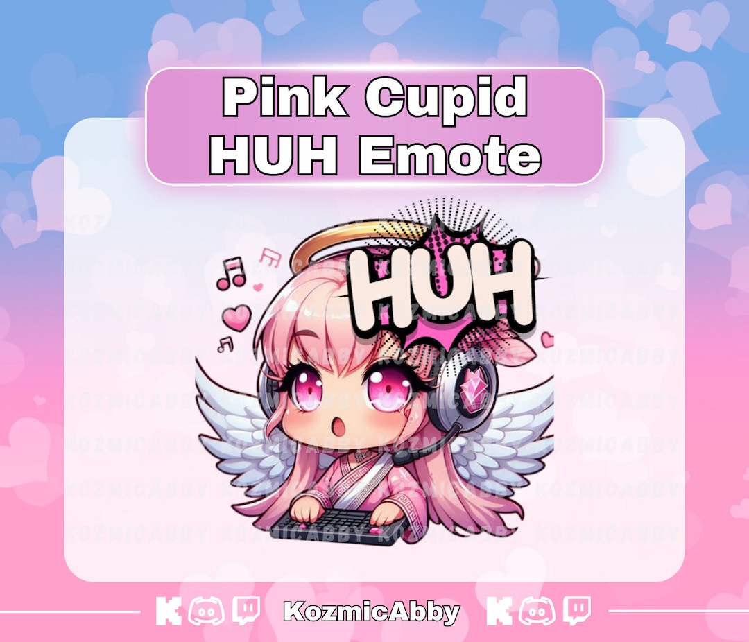 Pink Chibi Cupid HUH Emote, Twitch Single Pink Emote, Streaming Sub ...