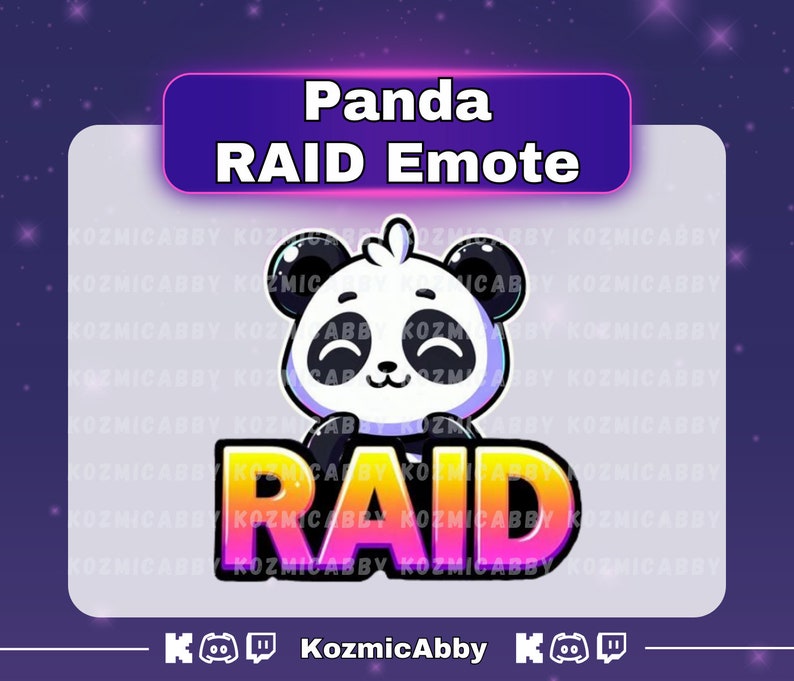 Panda Raid Emote, Twitch Single Animal Emote, Streaming Sub Emote, Kick ...