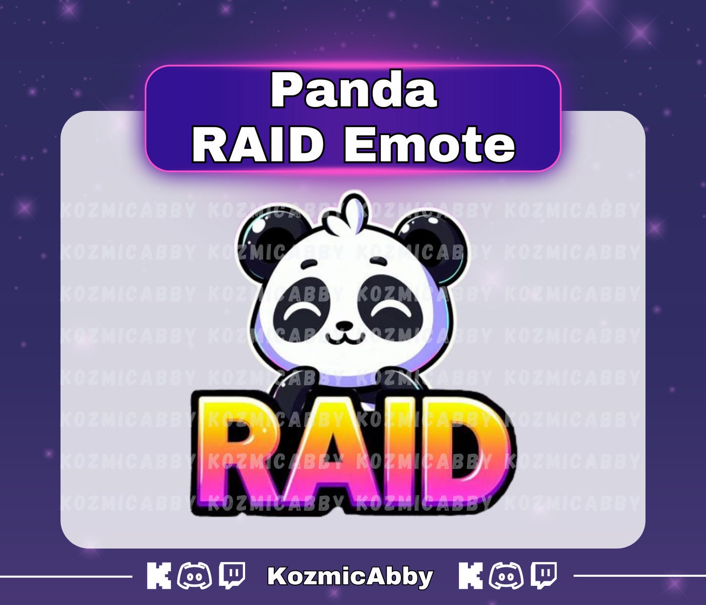 Panda Raid Emote, Twitch Single Animal Emote, Streaming Sub Emote, Kick ...
