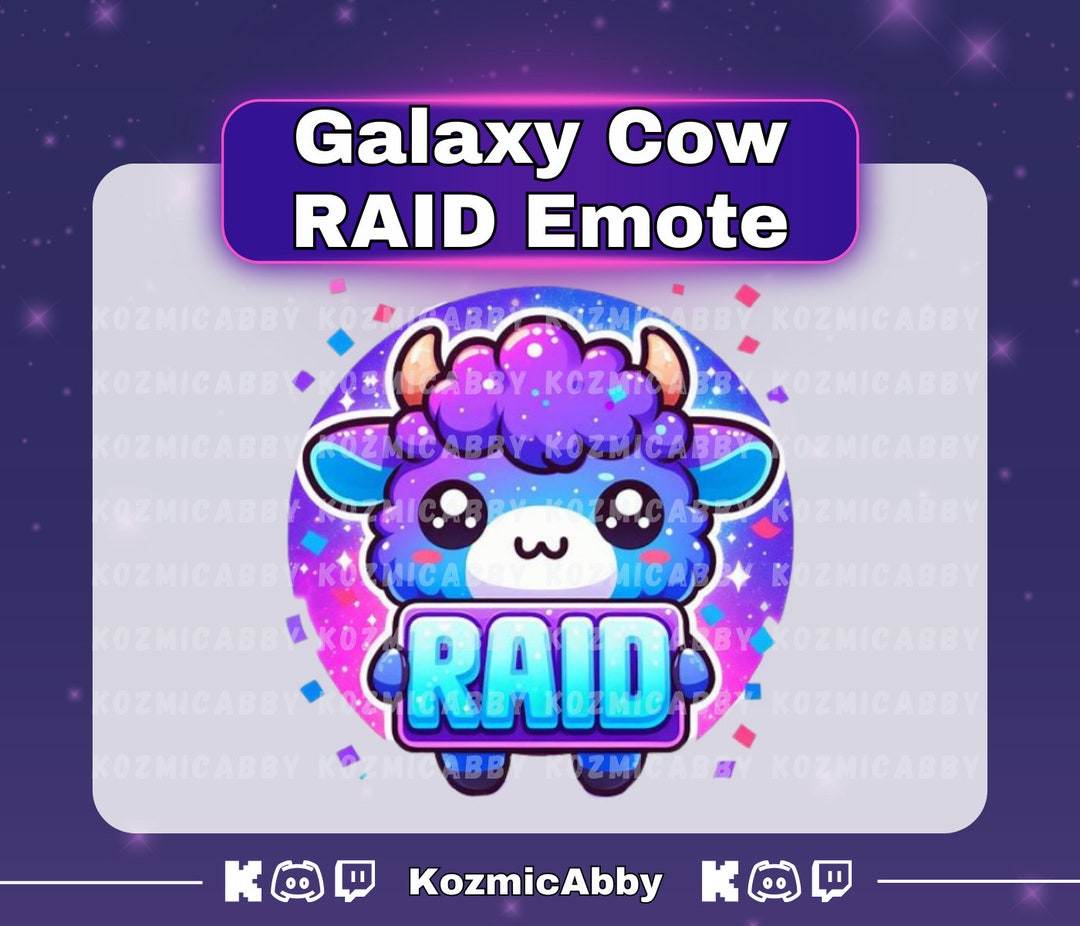 Galaxy Fluffy Cow Hype Emote, Twitch Single Animal, Streaming Sub Emote ...