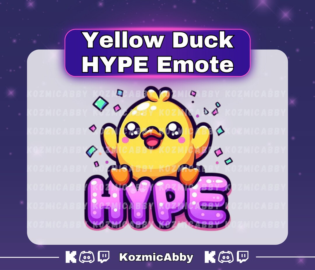 Yellow Duck Hype Emote, Twitch Single Animal Emote, Streaming Sub Emote ...