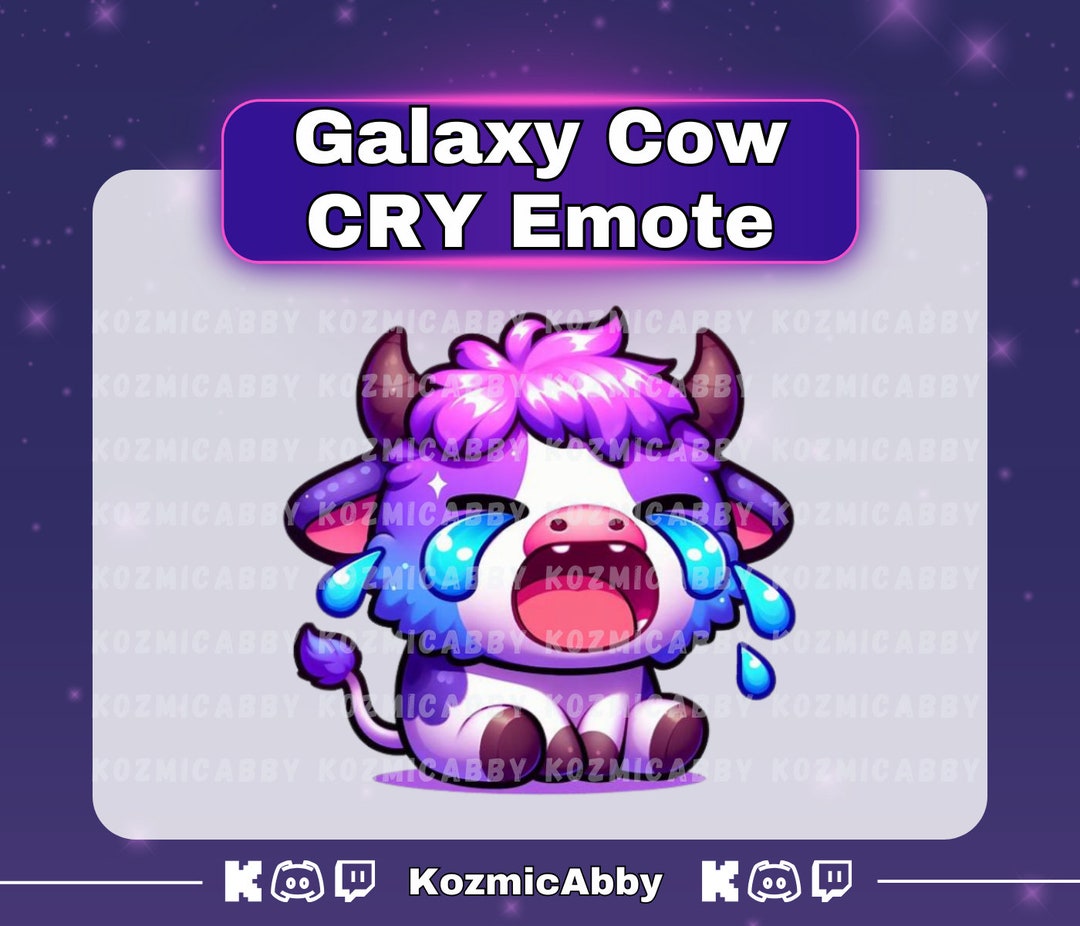 Galaxy Fluffy Cow Cry Emote, Twitch Single Animal, Streaming Sub Emote ...