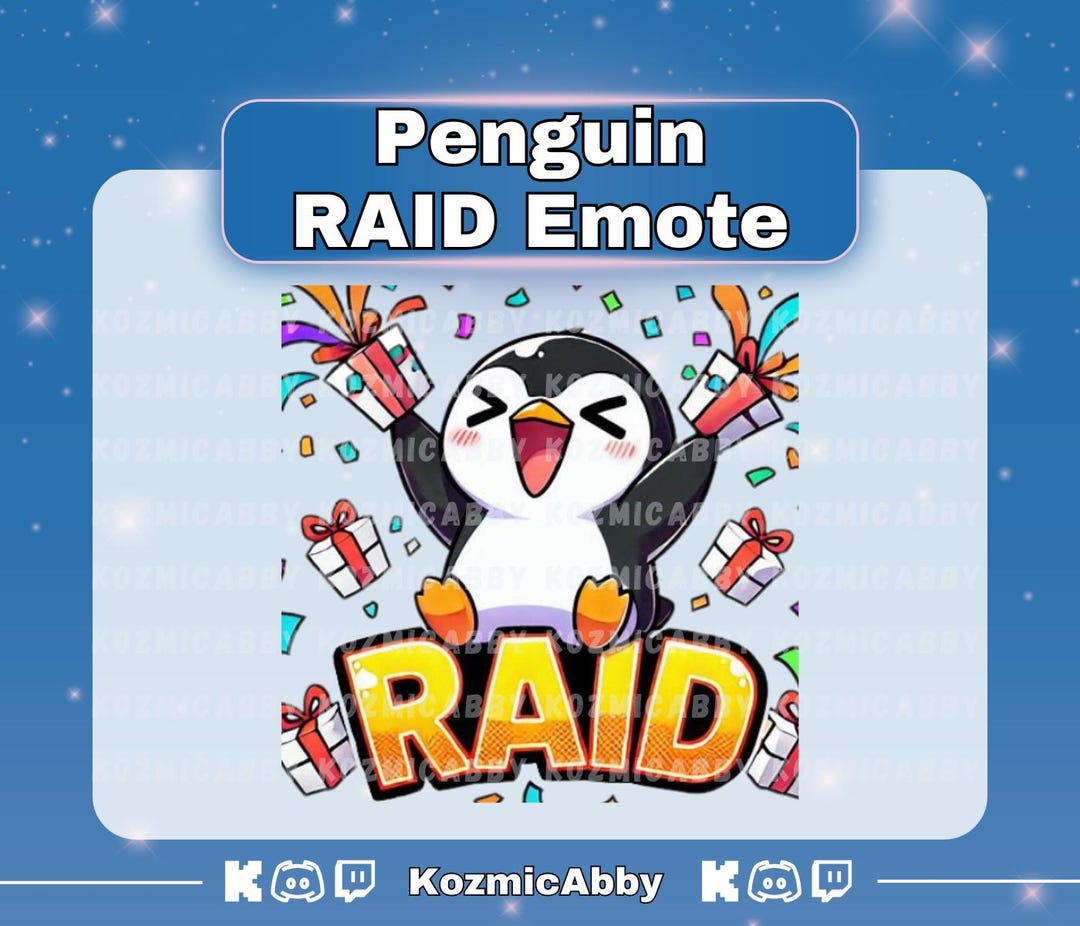 Penguin Raid Emote, Twitch Single Animal Emote, Streaming Sub Emote ...