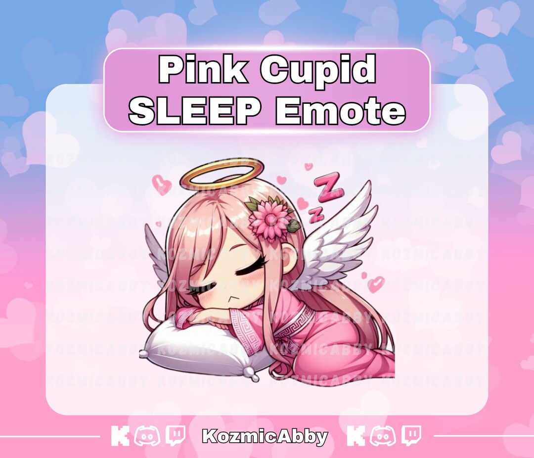 Pink Chibi Cupid Sleep Emote, Twitch Single Pink Emote, Streaming Sub ...