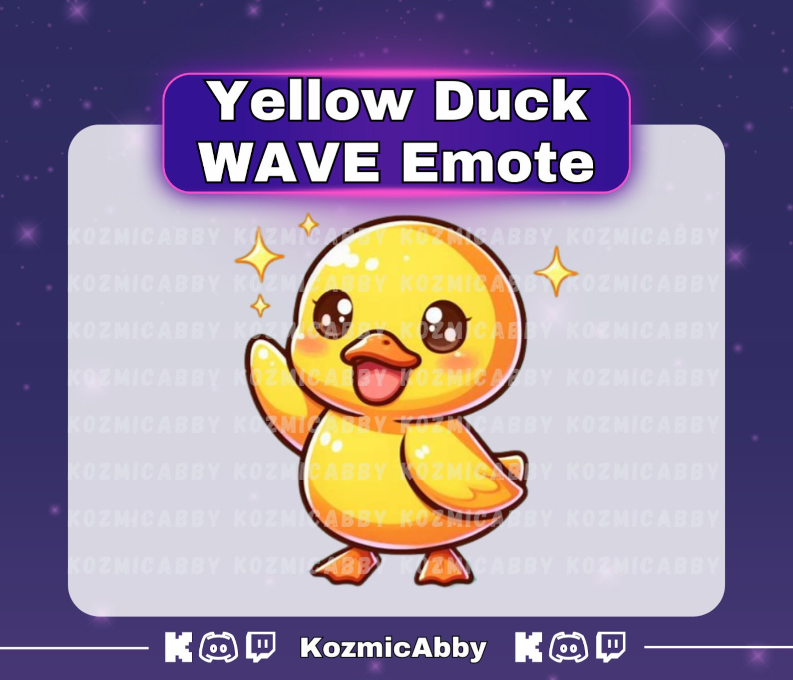 Yellow Duck Wave / Hi Emote, Twitch Single Animal Emote, Streaming Sub ...