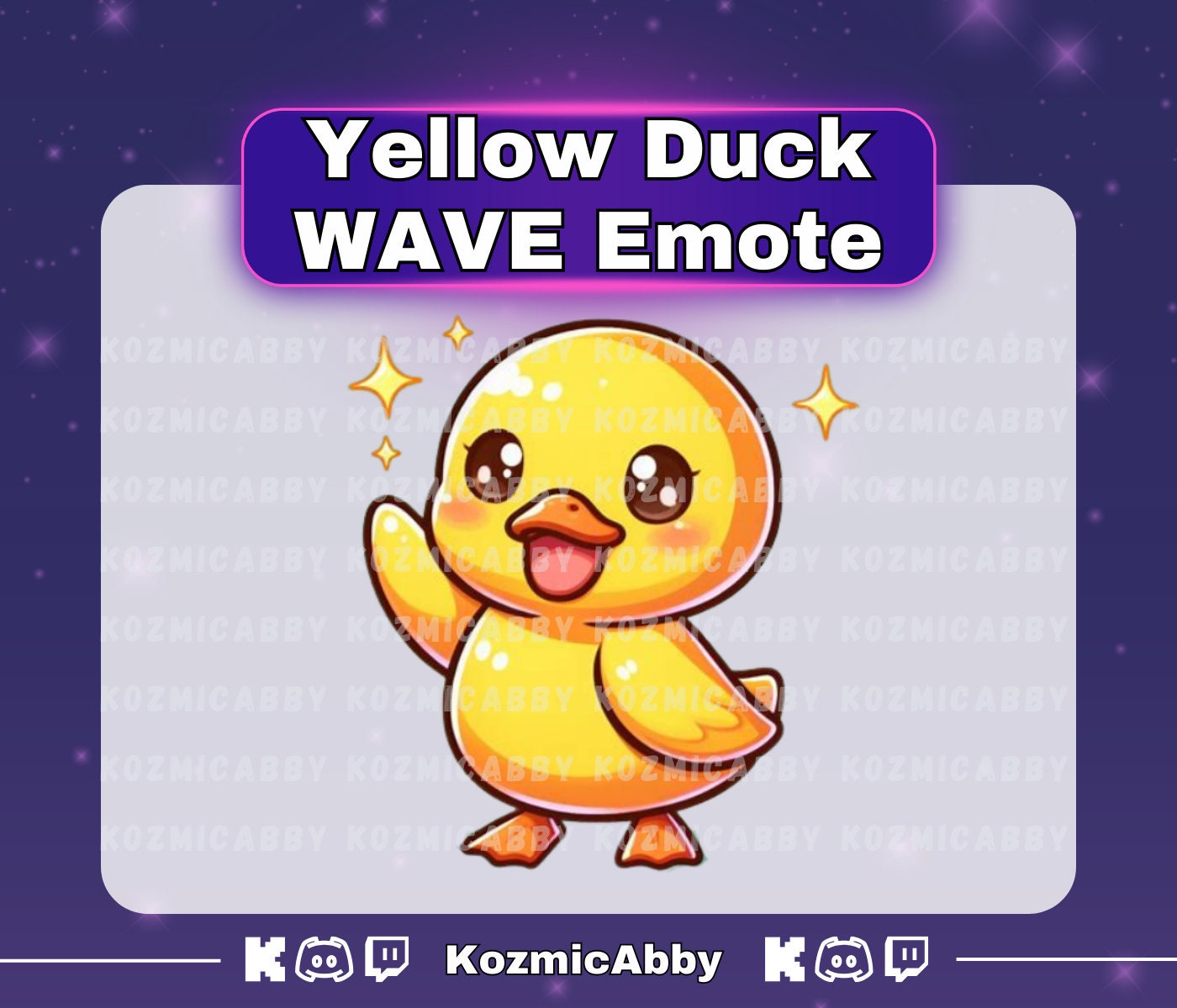 Yellow Duck Wave / Hi Emote, Twitch Single Animal Emote, Streaming Sub ...