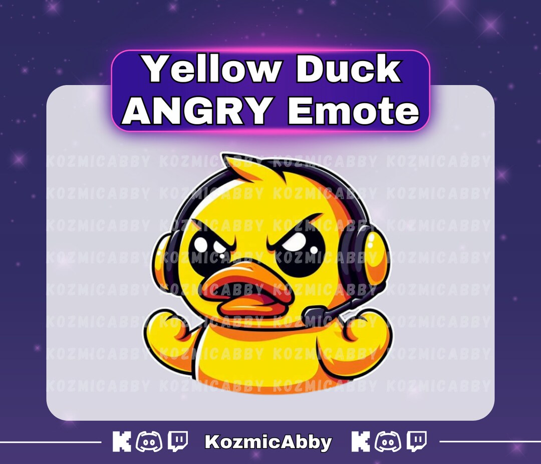 Yellow Duck Angry Emote, Twitch Single Animal Emote, Streaming Sub ...