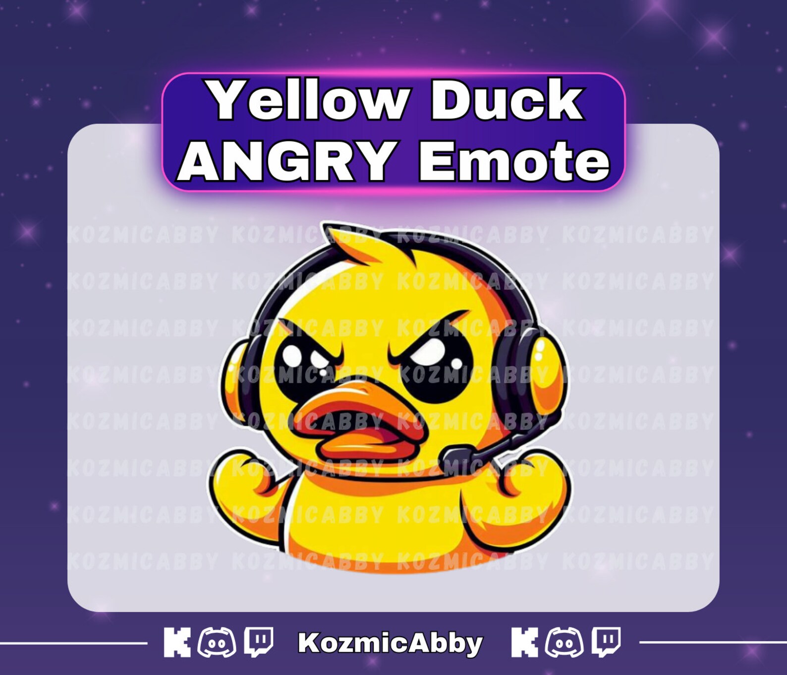 Yellow Duck Angry Emote, Twitch Single Animal Emote, Streaming Sub ...