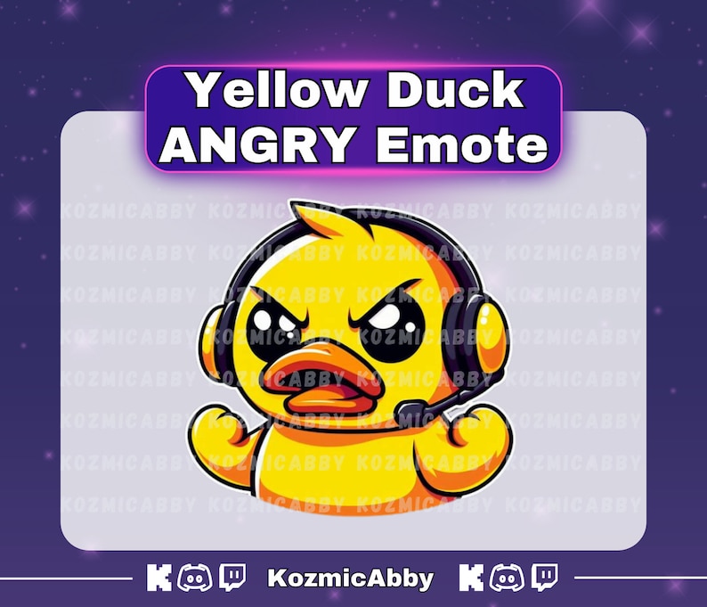 Yellow Duck Angry Emote, Twitch Single Animal Emote, Streaming Sub ...