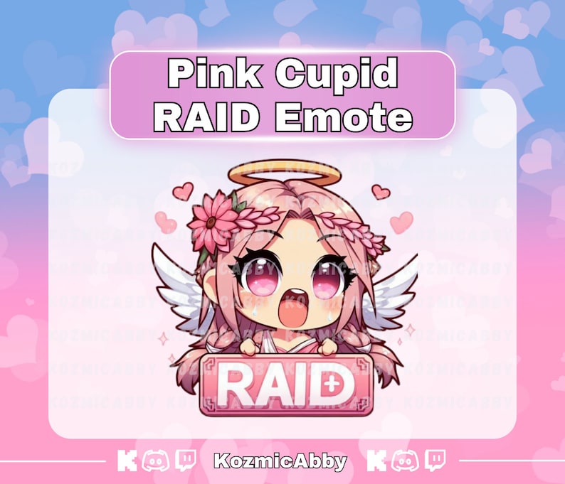Pink Chibi Cupid Raid Emote, Twitch Single Pink Emote, Streaming Sub ...