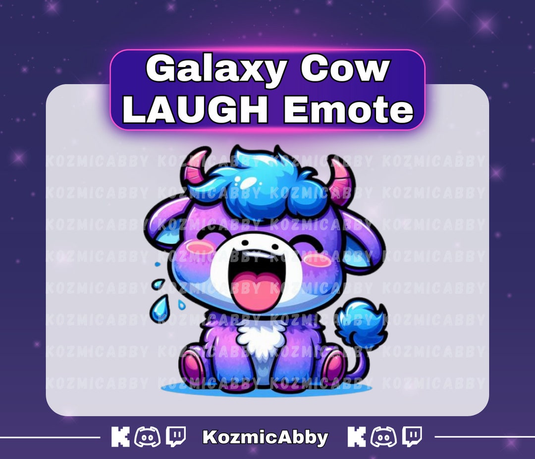 Galaxy Fluffy Cow Laughing Emote, Twitch Single Animal, Streaming Sub ...