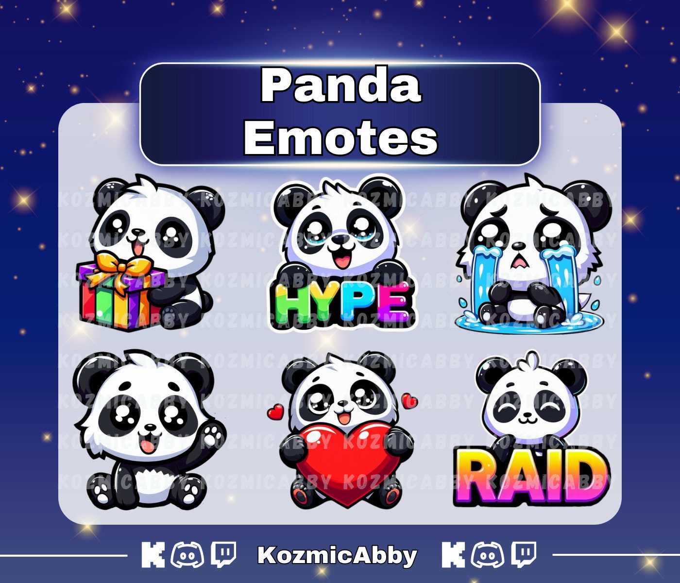 Chibi Panda Emotes, Twitch Emote 6 Pack, Streaming Sub Emotes, Kick ...