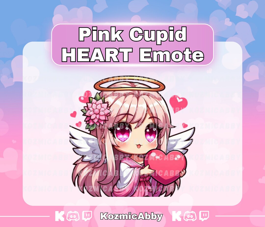 Pink Chibi Cupid Heart Emote, Twitch Single Pink Emote, Streaming Sub ...