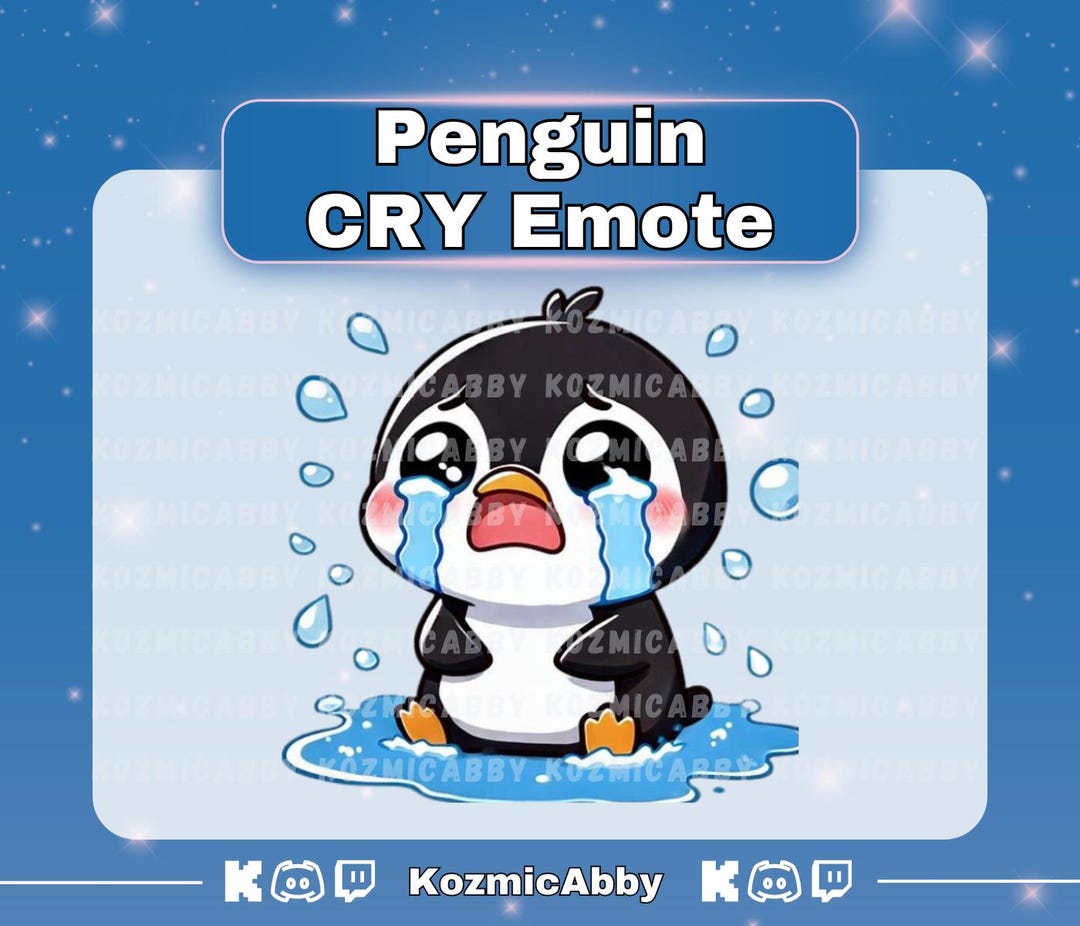 Penguin Cry Emote, Twitch Single Animal Emote, Streaming Sub Emote ...