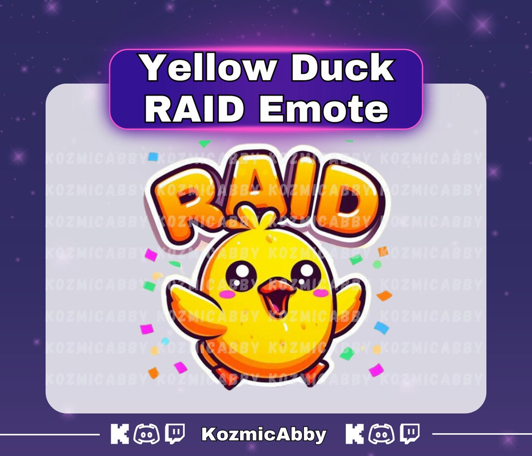 Yellow Duck Raid Emote, Twitch Single Animal Emote, Streaming Sub Emote ...