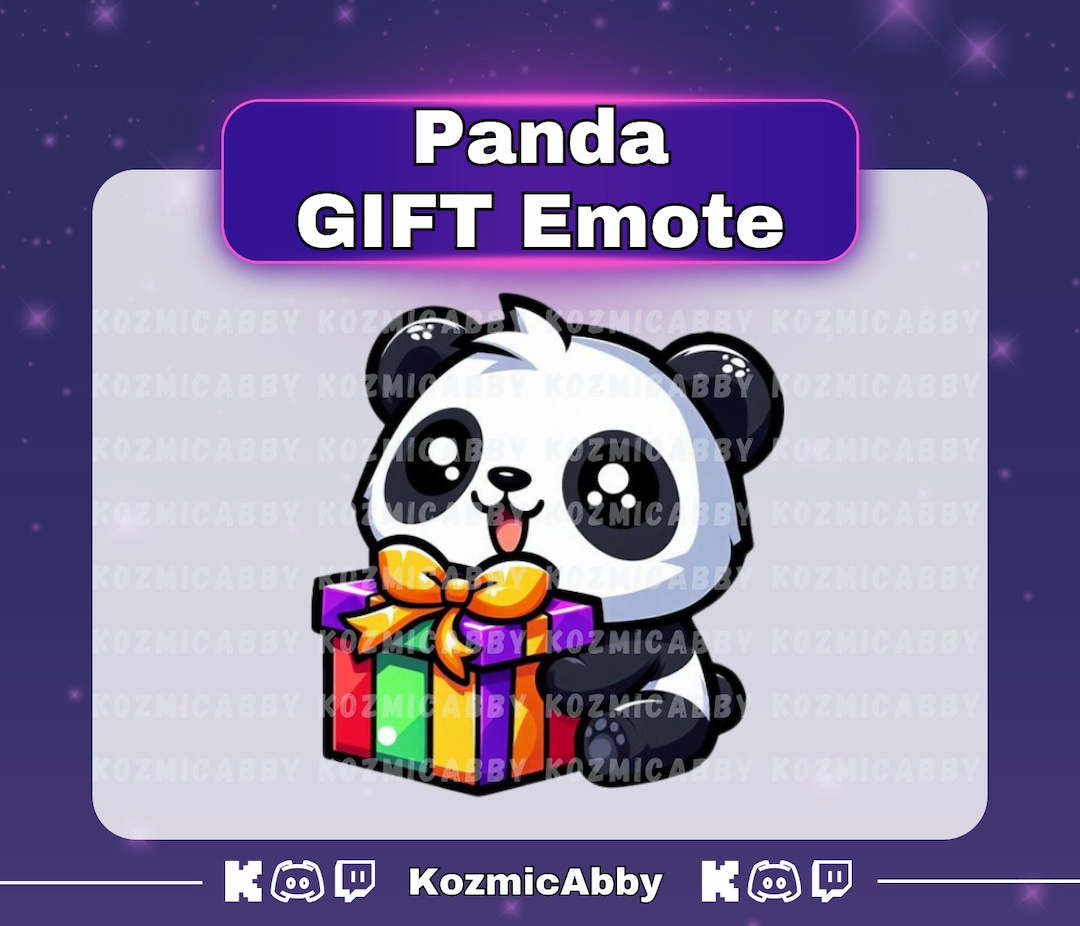 Panda Gift Emote, Twitch Single Animal Emote, Streaming Sub Emote, Kick ...