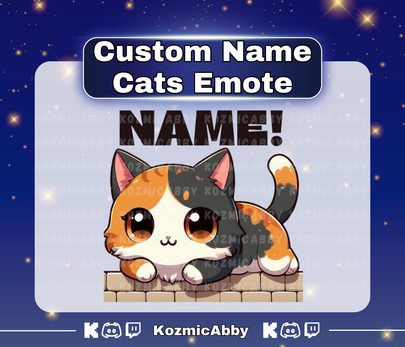 Custom Calico Cat Emote, Cute Chibi Cat Emote, Twitch Custom Made Emote ...