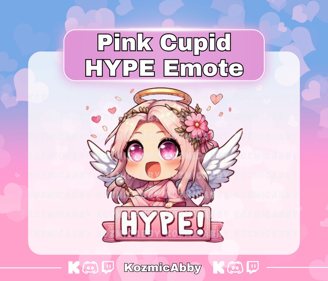 Pink Chibi Cupid Hype Emote, Twitch Single Pink Emote, Streaming Sub ...